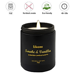Candles for Men - Room Decor for Men, Gifts for Men, Natural Soy Wax Candles for Home Scented, Smoke Vanilla Black Candles