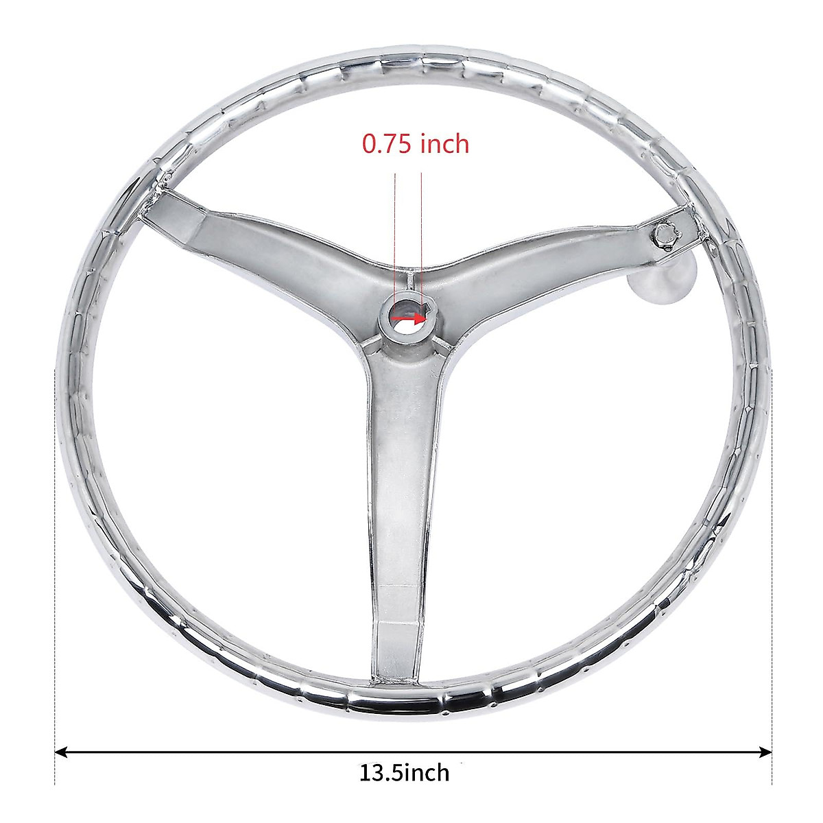 Amarine-made Stainless Steel Boat Steering Wheel 3 Spoke 13-1/2" Dia, with 1/2"-20 Nut and Turning Knob for Teleflex Cable Helm