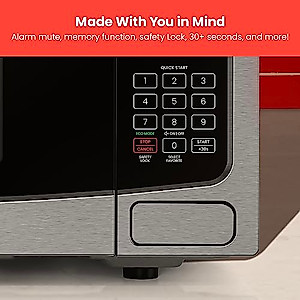 Chefman Countertop Microwave Oven 1.1 Cu. Ft. Digital Stainless Steel Microwave 1000 Watts with 6 Auto Menus, 10 Power Levels, Eco Mode, Memory, Mute Function, Child Safety Lock, Easy Clean