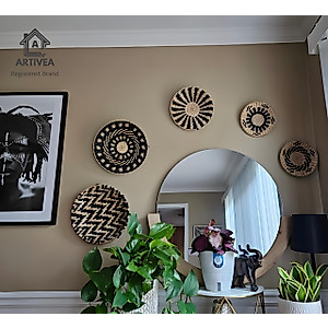 Artivea 5 Boho Basket Wall Decor Set - hanging Woven Wall Baskets Decor Boho - Boho Wall decor Baskets - Boho wicker wall decor - Basket Wall Art Decor - Boho Rattan Woven Wall Decor - Boho Rattan Wall Decor– Exclusive Registered Brand