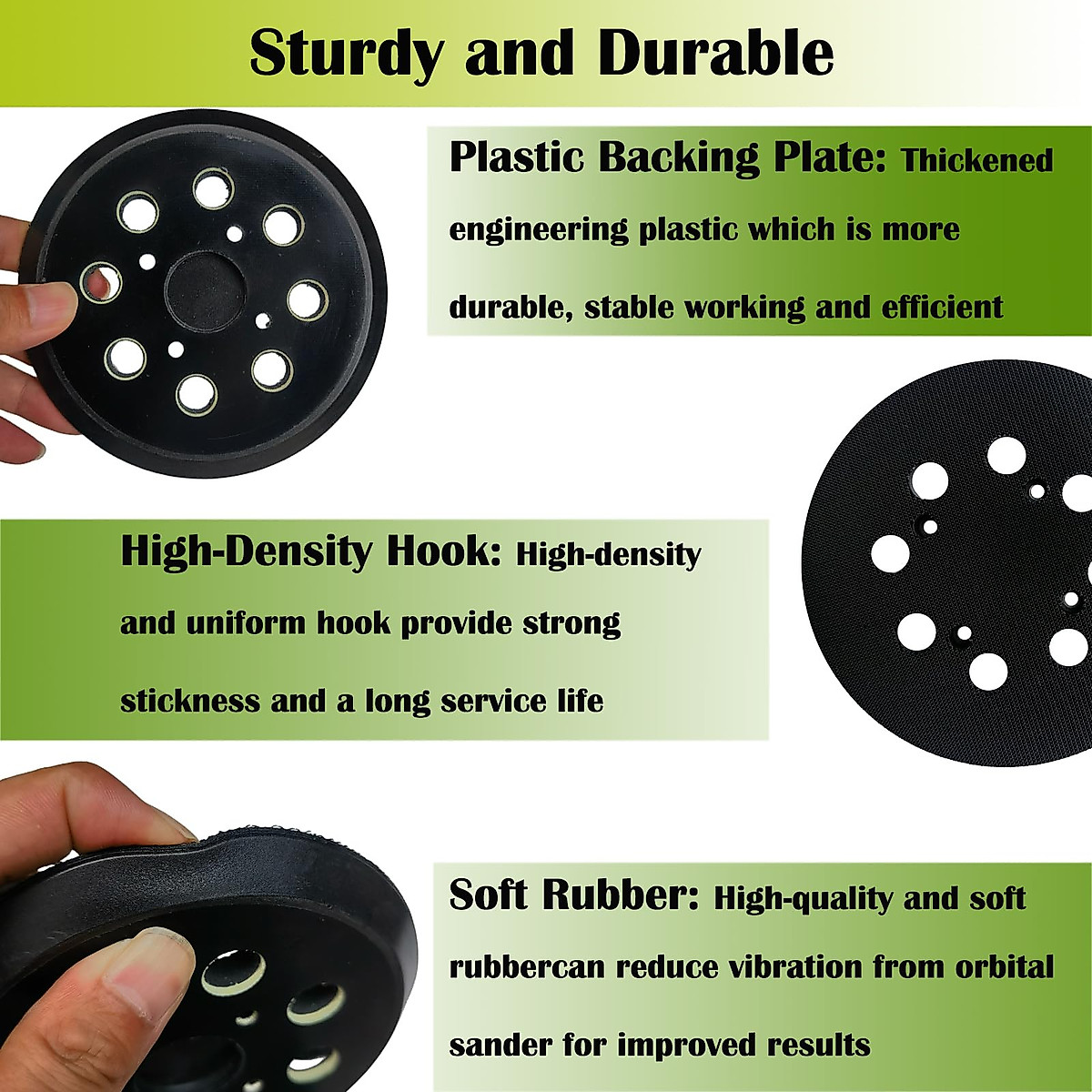 2 Pack 5" Hook and Loop Replacement Sander Pad for Ryobi RS290, RS241, RS240, RS280/RS280VS, RS281VS, P411 Random Orbit Sander