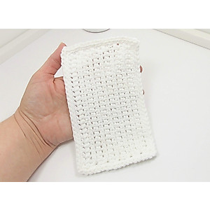 Set of 4 Handmade White 4 inch x 7 inch Rectangular Crochet Cotton Dishcloths