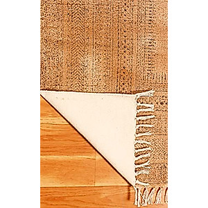 Bohemian Cotton Rug Hand Block Printed Handmade Tassels Throw Rugs Hand Woven Door Mat Floor Rug Indoor Area Rugs for Laundry Room Living Room Bathroom Lounge