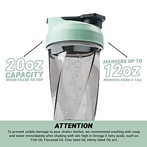HELIMIX 1.5 Vortex Blender Shaker Bottle Holds Upto 20oz | No Blending Ball or Whisk | USA Made | Portable Pre Workout Whey Protein Drink Shaker Cup | Mixes Cocktails Smoothies Shakes | Top Rack Safe
