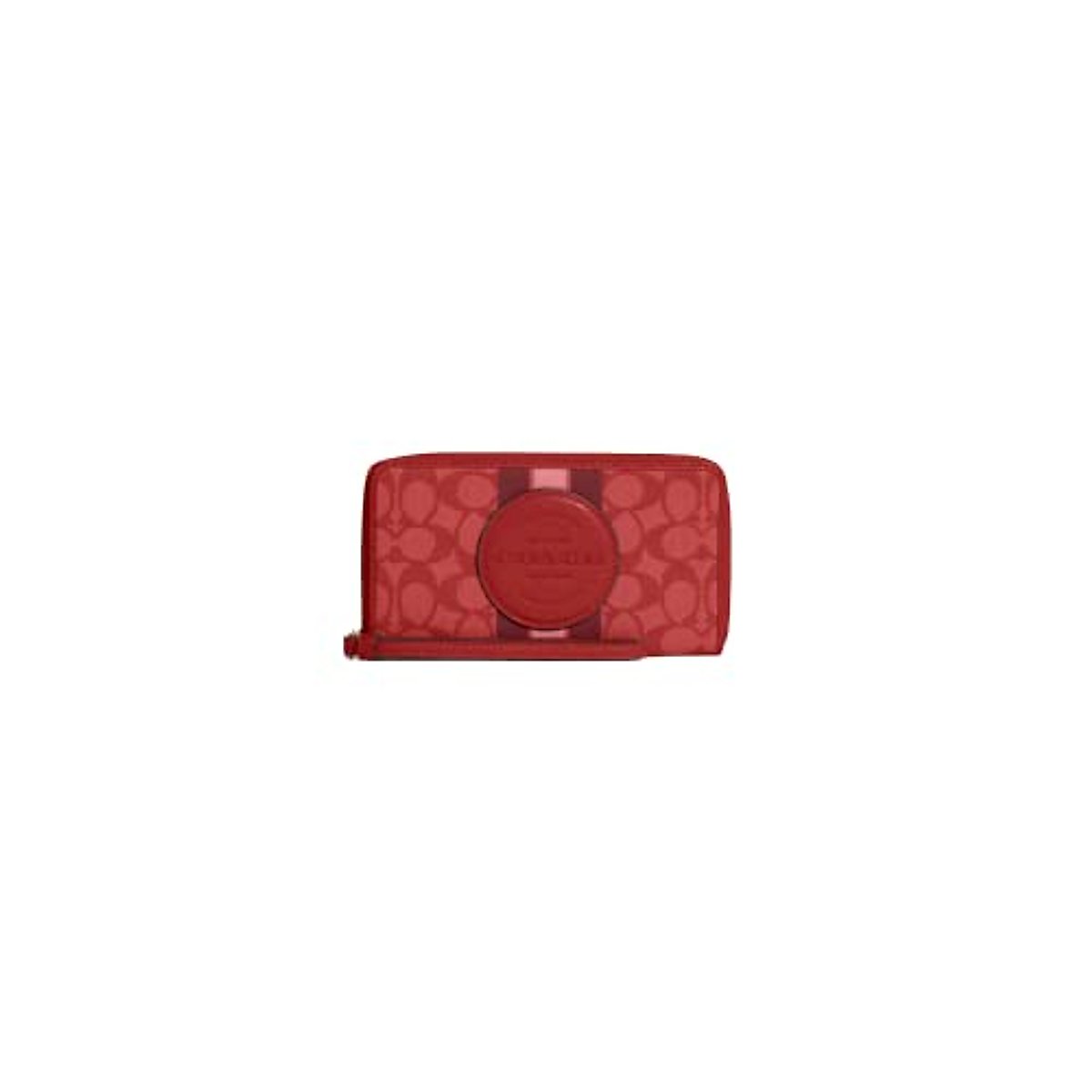 COACH Dempsey Large Phone Wallet In Signature Jacquard With Stripe Patch (IM/Red Apple Multi)