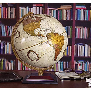 Replogle Andorra Globe, 12" Desktop World Globe, Raised Relief, Up-to-date Cartography, Smart Intelli-enabled World Map, Made in the USA, Antique