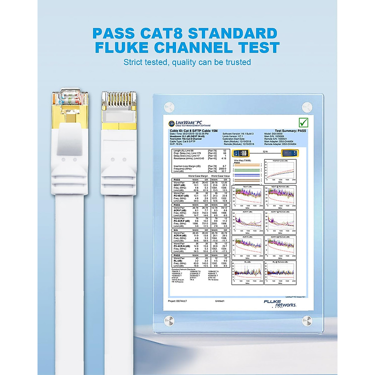 Yauhody CAT 8 Ethernet Cable 25 ft, High Speed 40Gbps 2000MHz Flat Heavy Duty Internet Cable with Gold Plated RJ45 Connector, Indoor&Outdoor Network Wire for Gaming,Router,Modem,PC,Laptop(White)