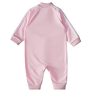 adidas girls Long Sleeve 3- Stripe Tricot Coverall Overalls, Clear Pink, 3 Months US