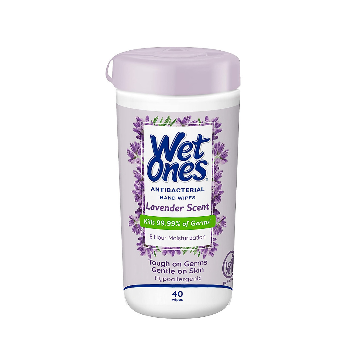 Wet Ones Antibacterial Hand Wipes, Lavender Wipes | Antibacterial Wipes, Moisturizing Wipes | 40 ct. Canister