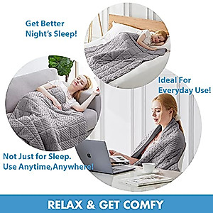 Huloo Sleep Weighted Blanket Twin 15lbs for Adult(48"×78",Gray) Breathable Soft Minky Weighted Throw Blanket for All Season,Heavy Blanket with Premium Glass Beads