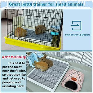 FHTONGE Extra Large Rabbit Litter Box Trainer Tray, Bunny Potty Training Litter Box for Cage,Rectangular Rabbits Litter Pan Pet Toilet with Grid for Squirrel Guinea Pig Rat Chinchilla Hedgehog Hamster
