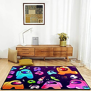 Among Us Area Rug Modern Carpet 72x48in Non-Slip Mats for Living Room Bedroom Kitchen Bathroom Home Decor Gaming Rugs Birthday Gift Idea