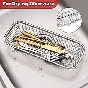 Yoku Made 2Pack Stainless Steel Tumbler Cup Lid Organizer Inside Cabinet, Mason Jar Lid Organizer, Rectangular Basket for Storage and Organization for Silverware, Chopsticks, straws and Utensils