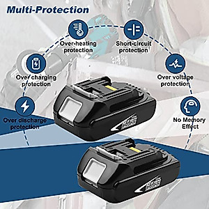 2-Pack 3.0Ah 18 Volt BL1830B Battery Replacement for Makita 18V Battery Lithium ion BL1815 BL1815N BL1820 BL1820B BL1830 BL1840 BL1840B BL1850 BL1840B BL1860 BL1840B with LED Indicator