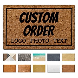 Custom Funny Welcome Doormat Personalized Logo Photo Text Door Mats Decorative Entrance Floor Mat Non-Slip Rubber Indoor Outdoor Rug Housewarming Gifts 23.6" x 15.7"