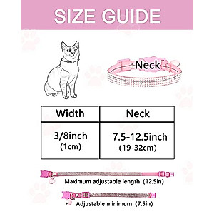 Solmoony Breakaway Cat Collars with Bell,Adjustable Safe Kitten Collar,Cat Collars for Girl Cats with Rhinestone Soft Velvet (Pink)
