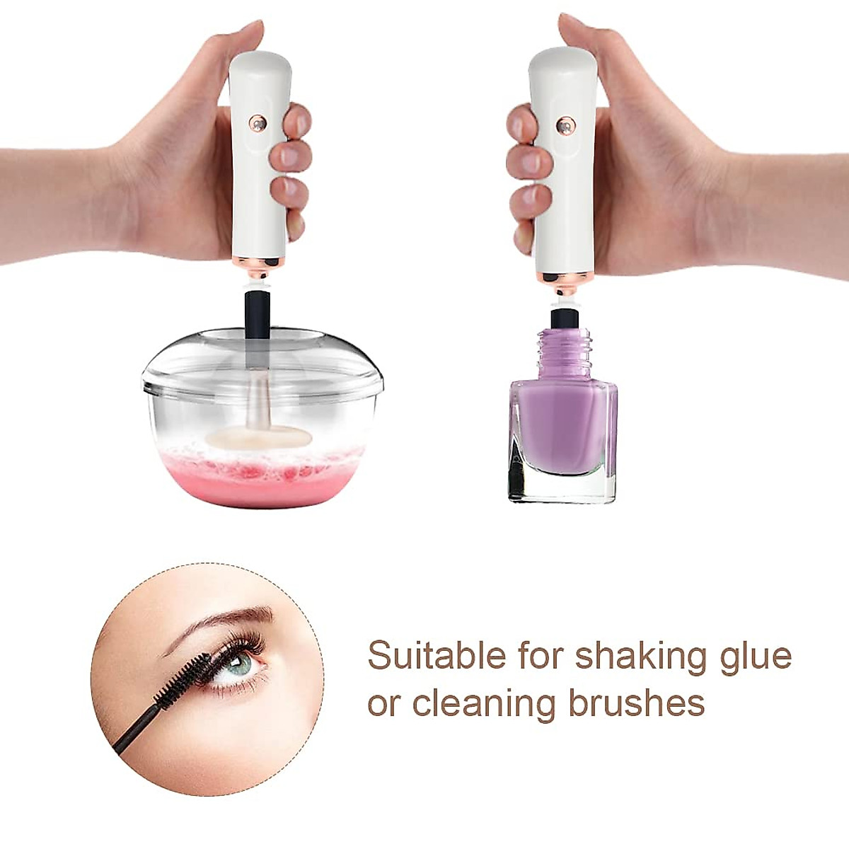 CALIDAKA Electric Eyelash Shaker, Waterproof Eyelash Glue Mixer, Electric Eyelash Glue Shaker Nail Polish Shaking Machine, Eyelash Glue Decanter for Fake Eyelash Grafting Extension, White