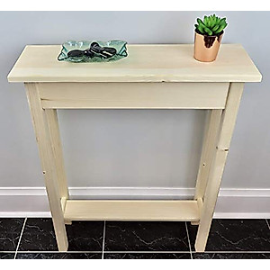 24" Narrow Console Sofa Table - Unfinished Foyer Pine Table With Bottom Storage Shelf