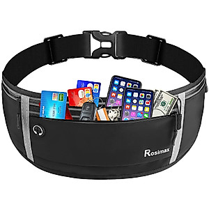 Running Belt Fanny Packs for Men Women,ROSIMAX Waist bag Money Belt Running Phone Holder 4 Pockets Lycra Water Resistant Runners Belt Pouch For Sports Workout Fits Big Phones Up to 8’’（X-Large)