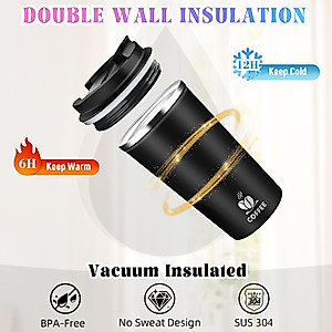 17oz Insulated Travel Coffee Mug with Flip Lid – Leakproof Stainless Steel Insulated Coffee Tumblers, Portable Thermos Cup for Hot & Cold Drinks, Perfect for Camping & On-the-Go