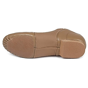 HROYL Leather Jazz Dance Shoes Slip on Practice Jazz Modern Shoes for Unisex Model-Z-359 Beige 6.5 B(M) US
