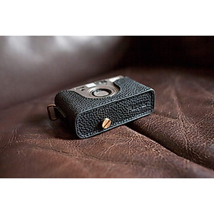 Funper Handmade Genuine Real Leather Half Camera Case Bag Cover for Contax T3 Black