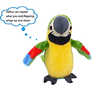 Vincilee Talking Parrot Repeat What You Say Mimicry Pet Toy Plush Interactive Toys Buddy Parrot for Children Gift,4.3 x 8.7inches(Green)