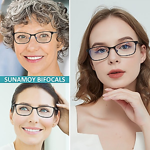 Bifocal Reading Glasses Women Cateye Blue Light Blocking Reader Stylish Clear Upper Computer Designer Small Frame Cute Ladies Cheater Red Eyeglasses Fashion Lined Metal Farsighted Spectacle +2.25