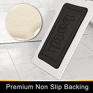 Memory Foam Bath Mat Black Bath Mats for Bathroom Non Slip Floor Rugs, Super Absorbent Bathmat Quick Dry, Machine Washable Bathroom Rug, Ultra Soft Coral Velvet Carpet for Shower,Tub 16"x24"