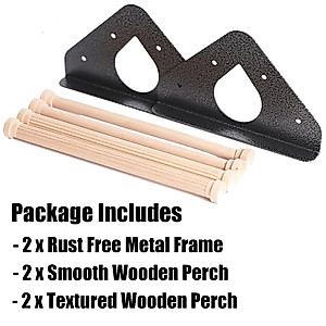 Baby Chick Perch, Durable Natural Wooden Roosting Bar for coop and brooder, Training Chicken Roosting Perches for Mini Baby Chicks, Metal Frame Easy to Assemble and Clean, Fun Toys for Chick