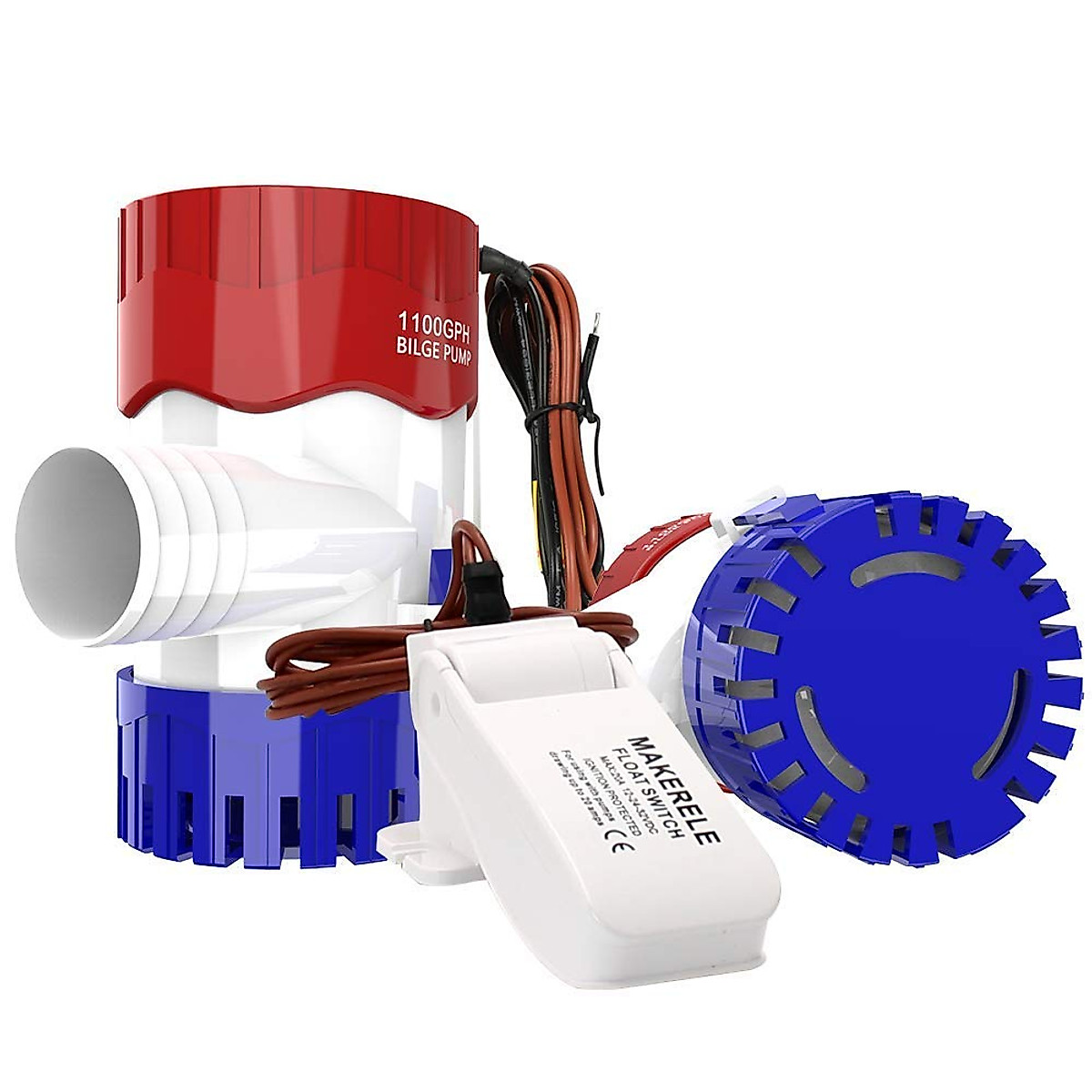 MAKERELE Submersible Boat Bilge Water Pump 12V 1100GPH with Automatic Boat Bilge Pump Float Switch 12V 24V 32V