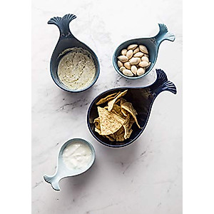 AFYBL Porcelain Ceramic Whale Shaped Bowls Ramekins Set/Stackable White Dipping Bowls with Handle for Fruit, Salad, Candy, Nut, and Snack Set of 3 (whale bowl)