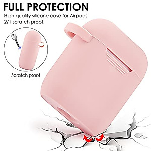 Filoto Airpods Case, Cute Apple Airpod 2nd 1st Generation Cover for Women Girls, Silicone Protective Airpods 2/1 Case with Bling Bracelet Keychain (Bling Pink)