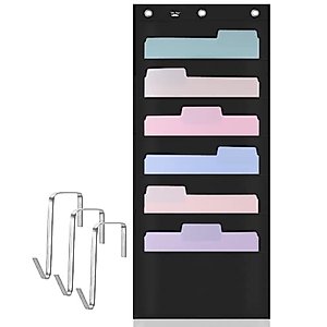 Mr. Pen- Hanging Wall File Organizer, 6 Pocket, Black, 3 Overdoor Hangers Included, Over The Door File Organizer, Hanging Folder Organizer, Wall Folder Organizer, Hanging File Organizer for Wall