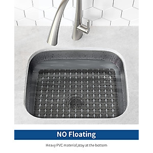 Bligli Sink Mat for Stainless Steel/Ceramic Sinks, 2 Pack 15.7x11.8 inches PVC Sink Protectors for Bottom of Kitchen Sink, Dishes and Glassware drain Mats, Durable and Fast Draining (Clear Grey)