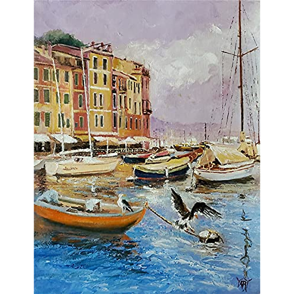 SOLD Portofino Harbor, Mediterranean Italy by Internationally Renowned Painter Yary Dluhos