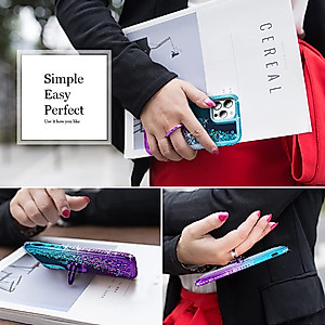 Silverback for iPhone 14 Pro Max Case, Moving Liquid Holographic Sparkle Glitter Case with Kickstand, Girls Women Bling Diamond Ring Protective Case for Apple iPhone 14 Pro Max 6.7''- Purple