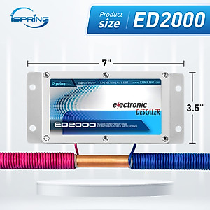 iSpring ED2000 Whole House Water Descaler, Alternative Electronic Salt-Free Hard Water Conditioner, Reduces Limescale Prevent Deposits Build-up, Different from a Water Softener