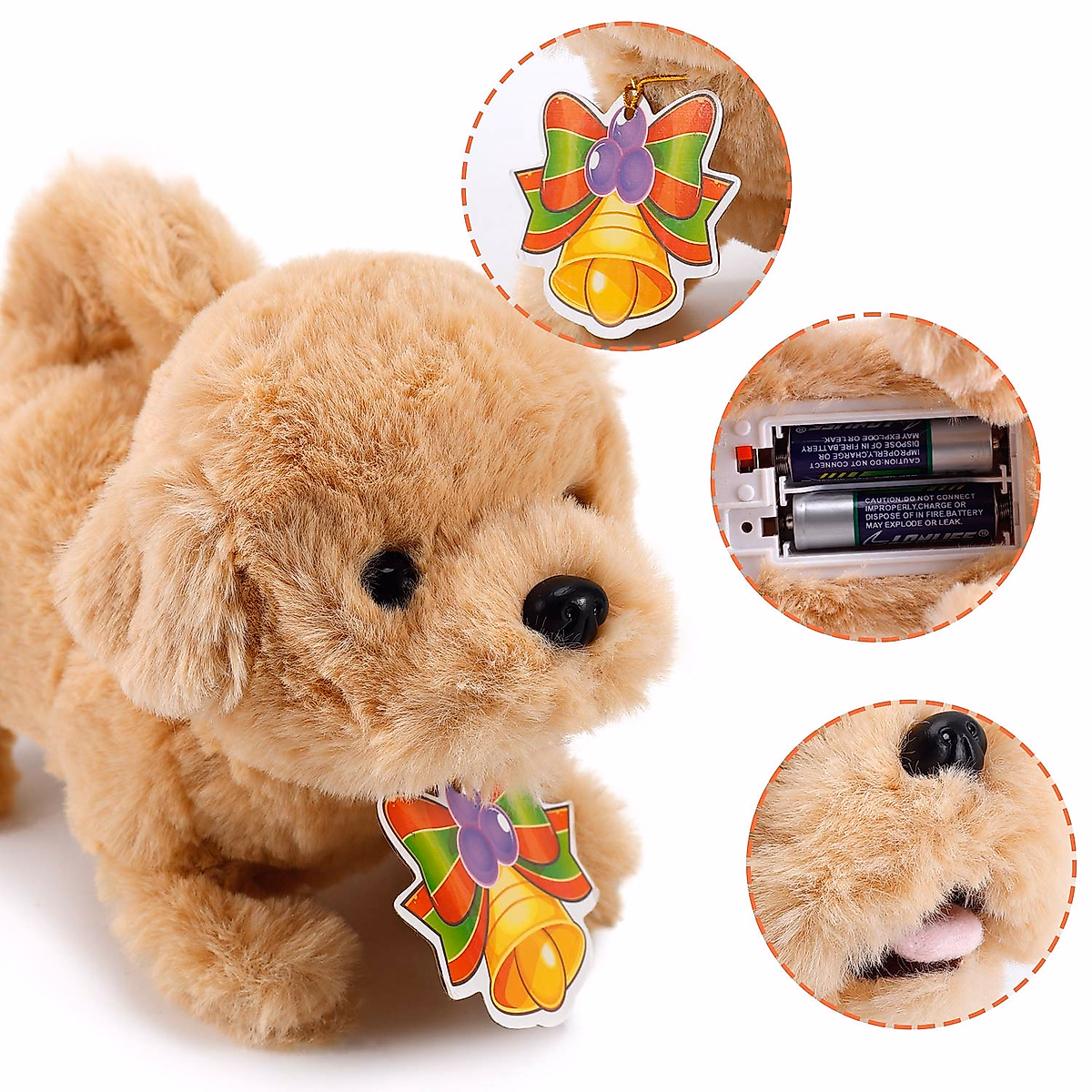 Liberty Imports Plush Golden Retriever Toy Puppy Electronic Interactive Pet Dog - Walking, Barking, Tail Wagging, Stretching Companion Animal for Kids