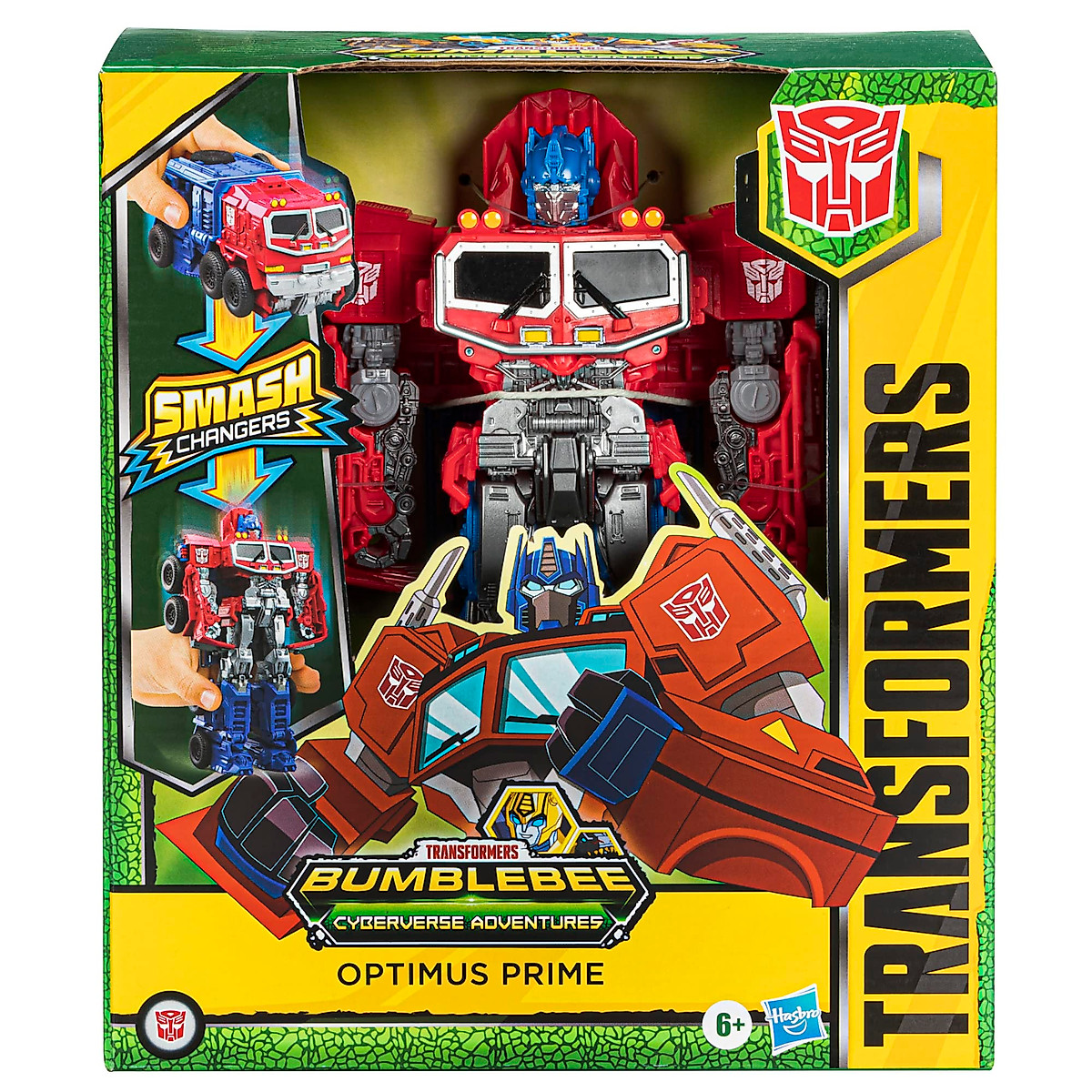 Transformers Bumblebee Cyberverse Adventures Dinobots Unite Smash Changer Optimus Prime Action Figure, Toys for 6 Year Old Boys and Girls and Up, 9-Inch