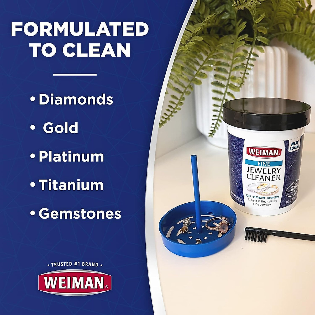Weiman Jewelry Cleaner Liquid â€œ Restores Shine and Brilliance to Gold, Diamond, Platinum Jewelry and Precious Stones â€œ 6 Ounce