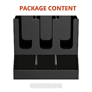 Richboom Cup and Lid Organizer, 6 Compartments with 2 Removable Dividers Coffee Station Countertop Cup Dispenser Condiment Organizer Accessories Caddy for Breakroom, Office, Home - Black