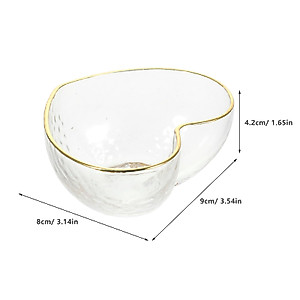 Luxshiny Glass Crystal Dessert Bowl Heart Bowl Salad Apetizer Serving Dish with Golden Trimming for Serving Fruit Salad Snack