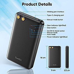 Battery Spot Welder, Seesii 6 Gear Adjustable Portable Spot Welder, 5000mA-h Mini Spot Welding Equipment with 5m Sheets & 4X4 Holders for 0.1/0.15mm Nickel Strip Welding & Making DIY Battery Packs