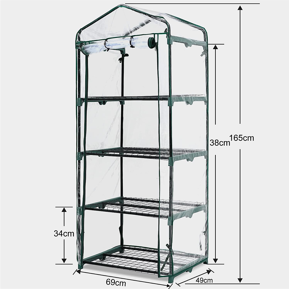 ABCCANOPY Mini Greenhouse, 4 Tiers Portable Gardening Greenhouse with Zippered Door for Indoor Outdoor Use (Transparent PVC Cover)
