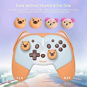 PowerLead Thumb Stick Grip Caps 4PCS for Nintendo Switch, Silicone Joystick Cover Accessories for Nintendo Switch Lite, Cute Animal Theme Gifts for Women Men Kids, Joystick Caps for Switch Controller