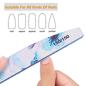6 PCS Different Grit Nail Files and Buffers, Flower Pattern Emery Board (80-320 Grit) Professional Manicure Tools for Home and Salon Use