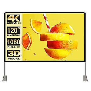 Projector Screen with Stand 120 inch 16:9 HD 4K Outdoor Indoor Projection Screen for Home Theater 3D Fast-Folding Projector Screen with Stand Legs and Carry Bag Projection Movie Wrinkle-Free…