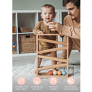 Montessori Ball Tracker Wooden Ball Drop - Wood Toys for 3 Year Old - Educational Toy for Baby and Toddler - Ball Ramp Maze Run Track - Baby Ball Drop Toy - First Birthday Gift 18 Months