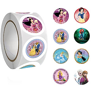 500 Pieces（8 Patterns） Princess Stickers Colorful Fashion Graffiti Rolls Self Adhesive Seals for Kids Girls Boys Teens Adults for Water Bottles Laptop Suitcase for Birthday Party Supply Decor Favor